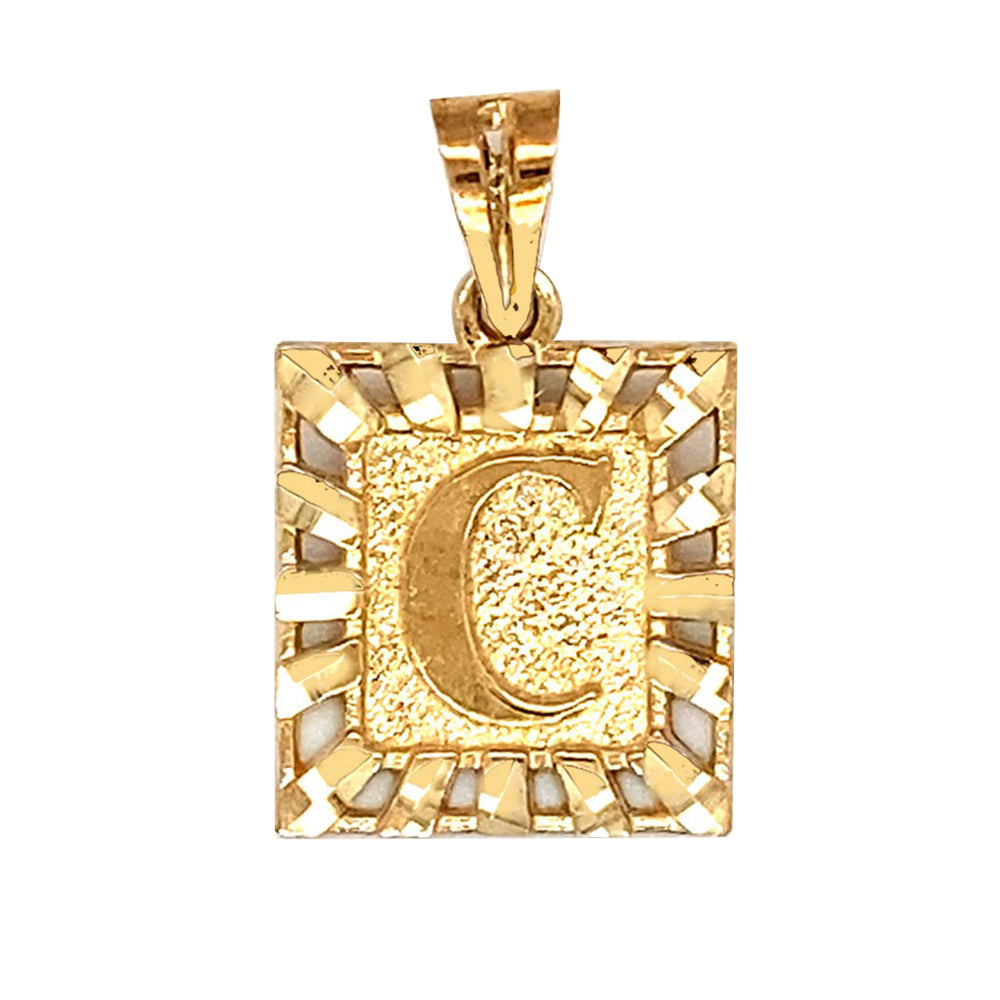 10 Karat Yellow Gold Letter C Initial Square Pendant - Obsessions Jewellery